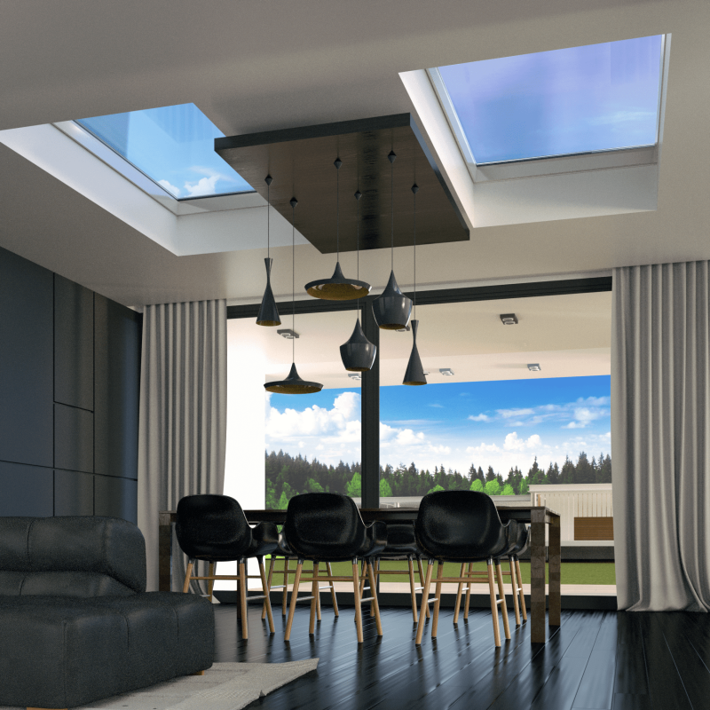 Flat Roof Window PGX A1 100cm x 150cm Flat Glass Rooflight Fixed Double ...