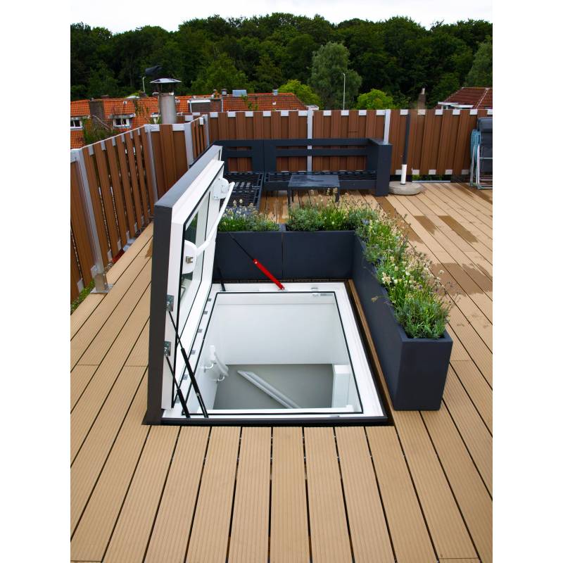 Flat Roof Rooflight PGM A1 90cm x 120cm Manual Opening Access Flat Roof ...