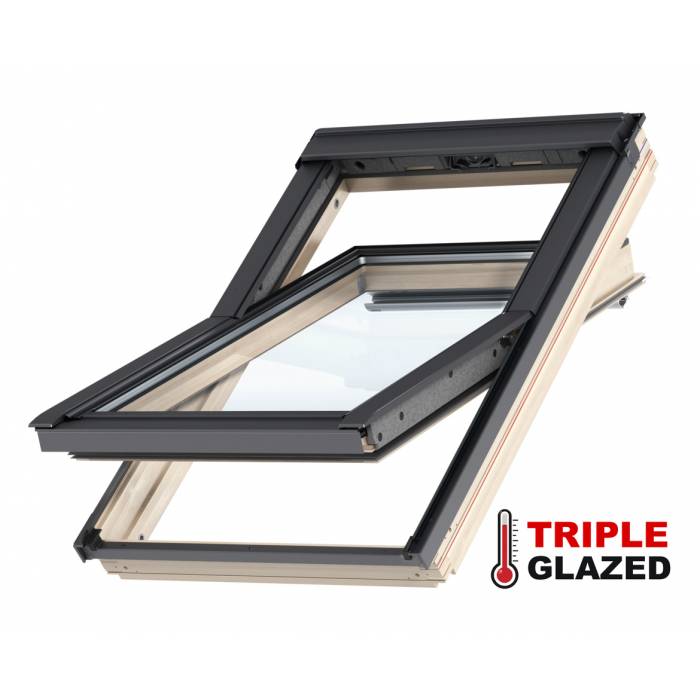 VELUX Triple Glazed 78 x 140cm Pine Centre Pivot Roof Window MK08 GLL 1061 - Sunlux Roof Windows