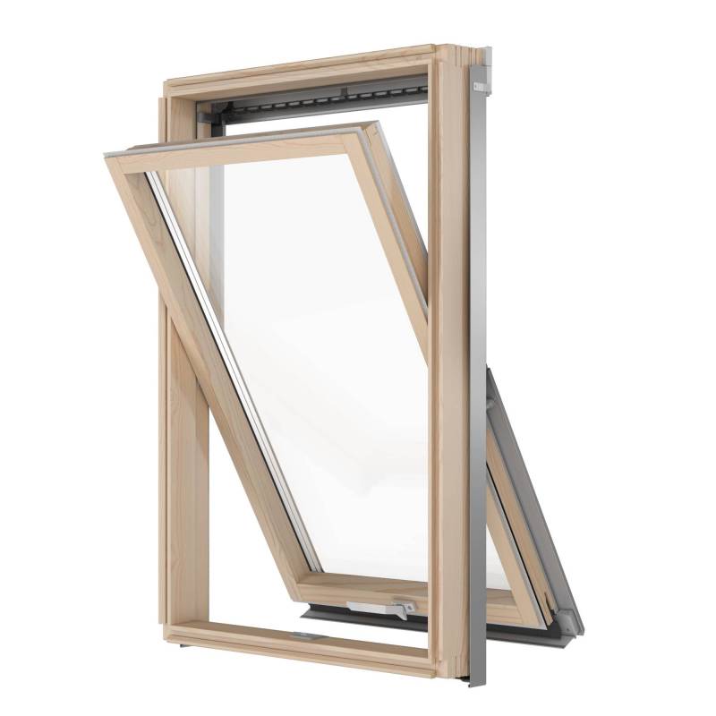 Rooflite TRIO Triple Glazed 55cm x 98cm Pine Centre Pivot Roof Window ...